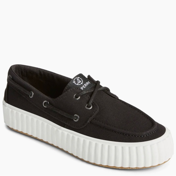 Sperry | Shoes | Sperry Black Pier Wave Platform Memory Foam Slip On ...